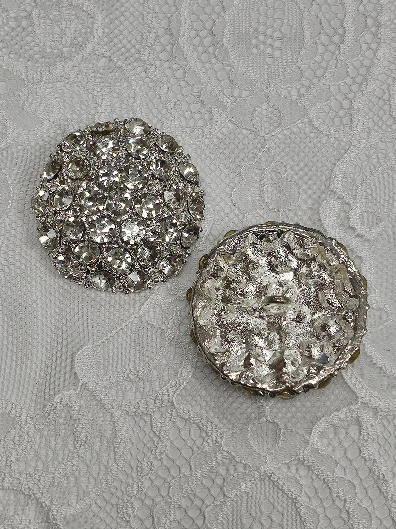 60L 38mm Silver Diamante Shank Buttons, Silver Shank Button, Metal ...