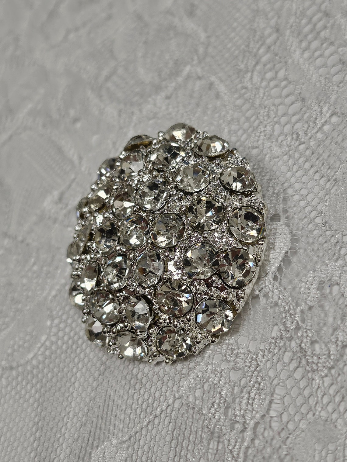 60L 38mm Silver Diamante Shank Buttons, Silver Shank Button, Metal ...