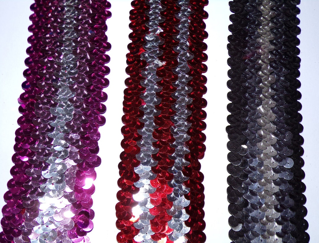 4.5cm Wide Stretch Sequin Trim, Sequin Elastic, Decorative Trim Pink ...