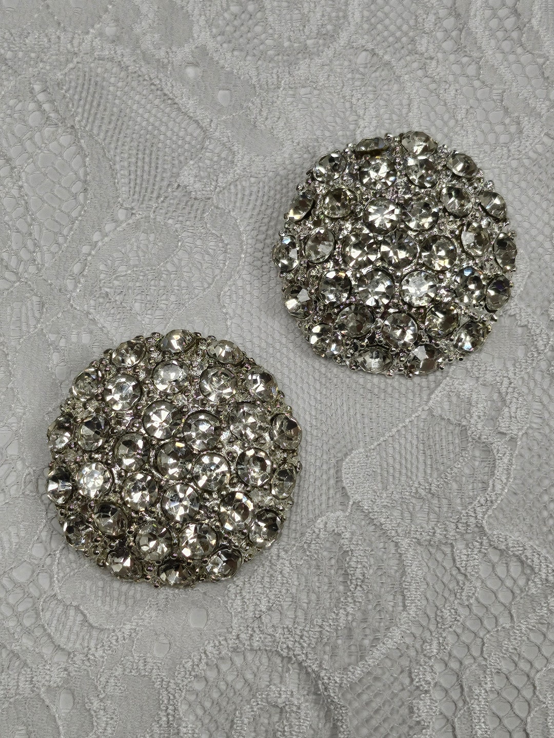 60L 38mm Silver Diamante Shank Buttons, Silver Shank Button, Metal ...