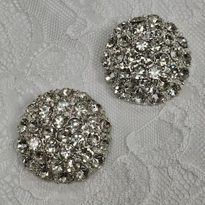 60L 38mm Silver Diamante Shank Buttons, Silver Shank Button, Metal ...