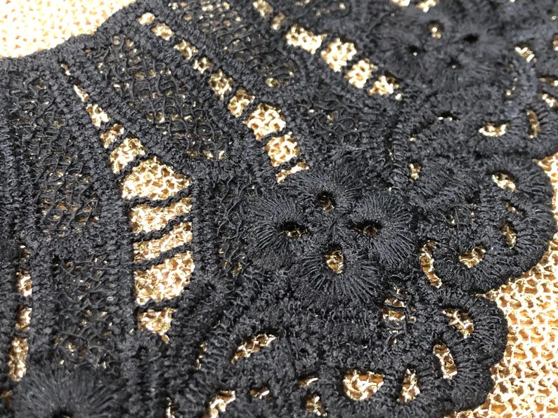 Neck Trim, Lace Appliqué, Black Cotton Trim, Neck Accessorie - Etsy