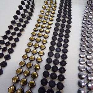 1 Mtr - Silver or Gold Rigid Stud Trim, Stud Look Trim, Soft Easy Sew ...