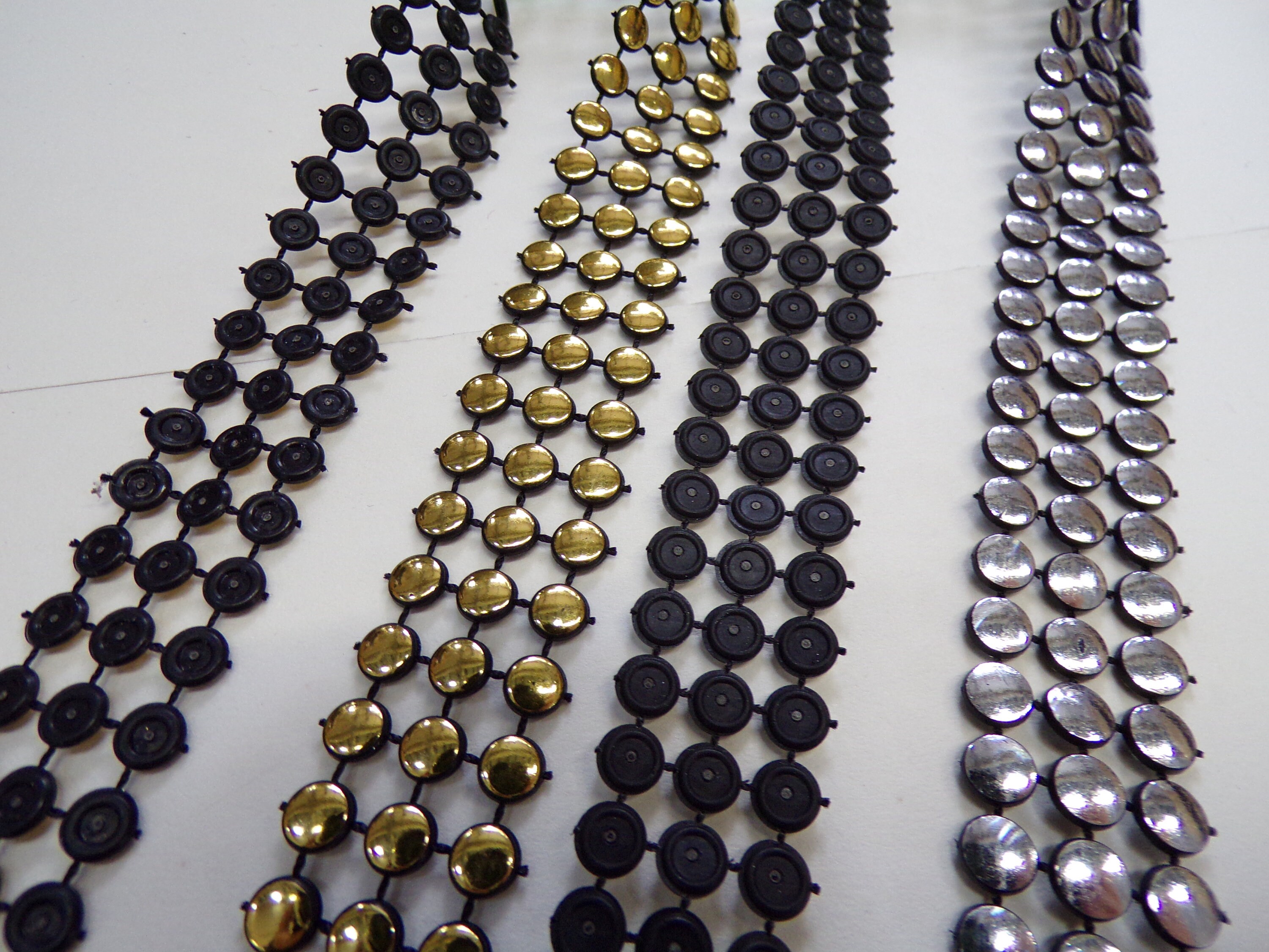 1 Mtr - Silver or Gold Rigid Stud Trim, Stud Look Trim, Soft Easy Sew ...