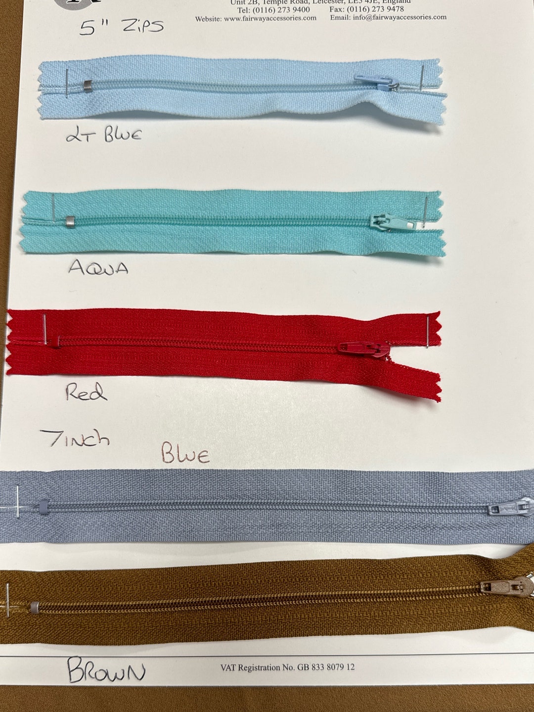 Nylon Zips, Pin Lock Zips, Zippers, Skirt Zips, Trouser Zips, Coloured ...