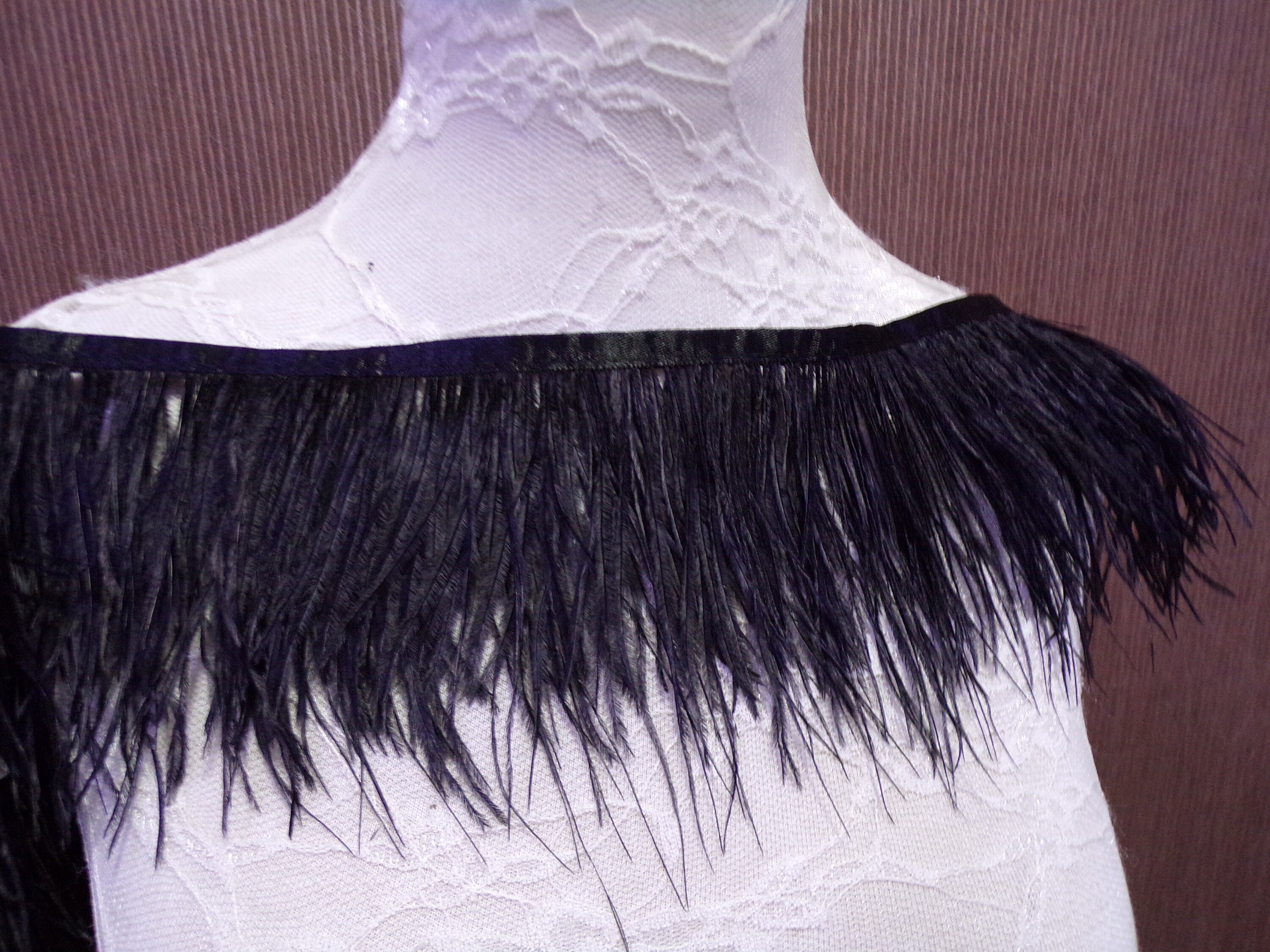 Black Feather Trim Feather Trimming Fringe With Satin Ribbon - Etsy