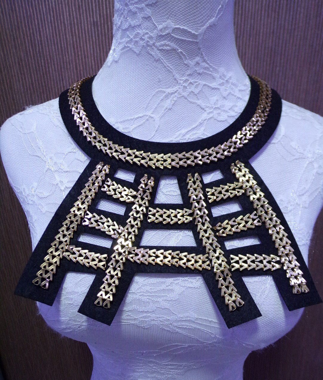 Black and Gold Applique, Gold Neck Trim, Round Neck Trim for Tops ...