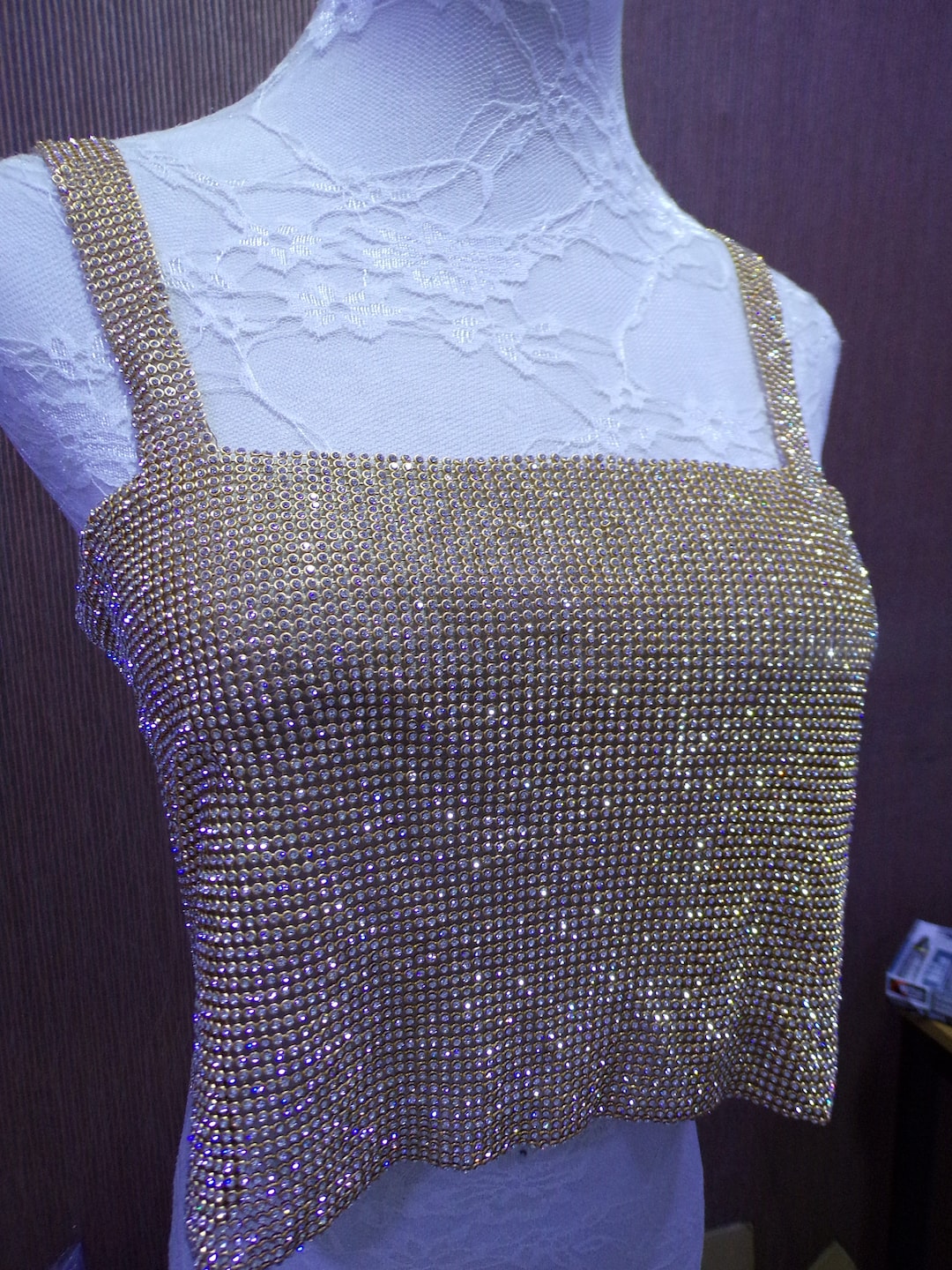 Gold or Silver Rhinestone Sparkle Top, Diamante Top, Party Top ...