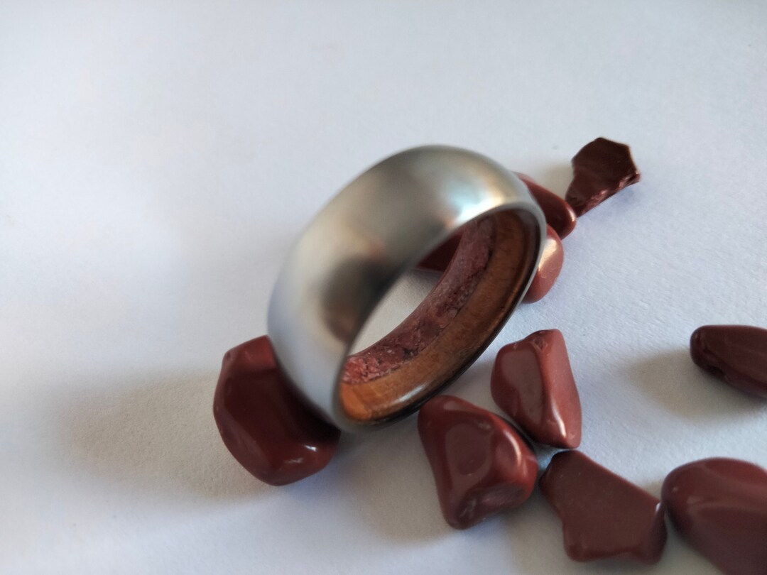 Ash Wood Ring, Bloodstone Ring, Titanium Weding Band, Mens Engagement ...