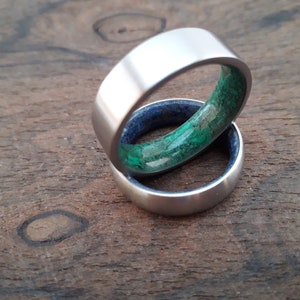 Couples Wedding Rings Square Band Malachite Stone 8mm Round - Etsy