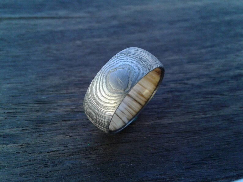 Damascus Ring Mens Ring Damascus Steel Band Mens Wedding | Etsy