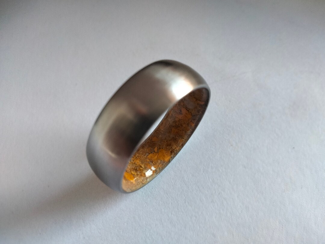 Bumblebee Agate Titanium Ring: Handmade Unisex Band - Etsy