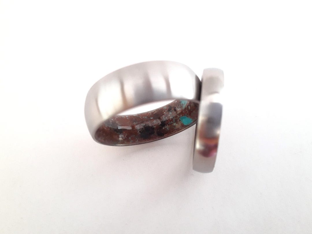 Titanium Ring Set: Turquoise Volcanic Rock Wedding Bands - Etsy