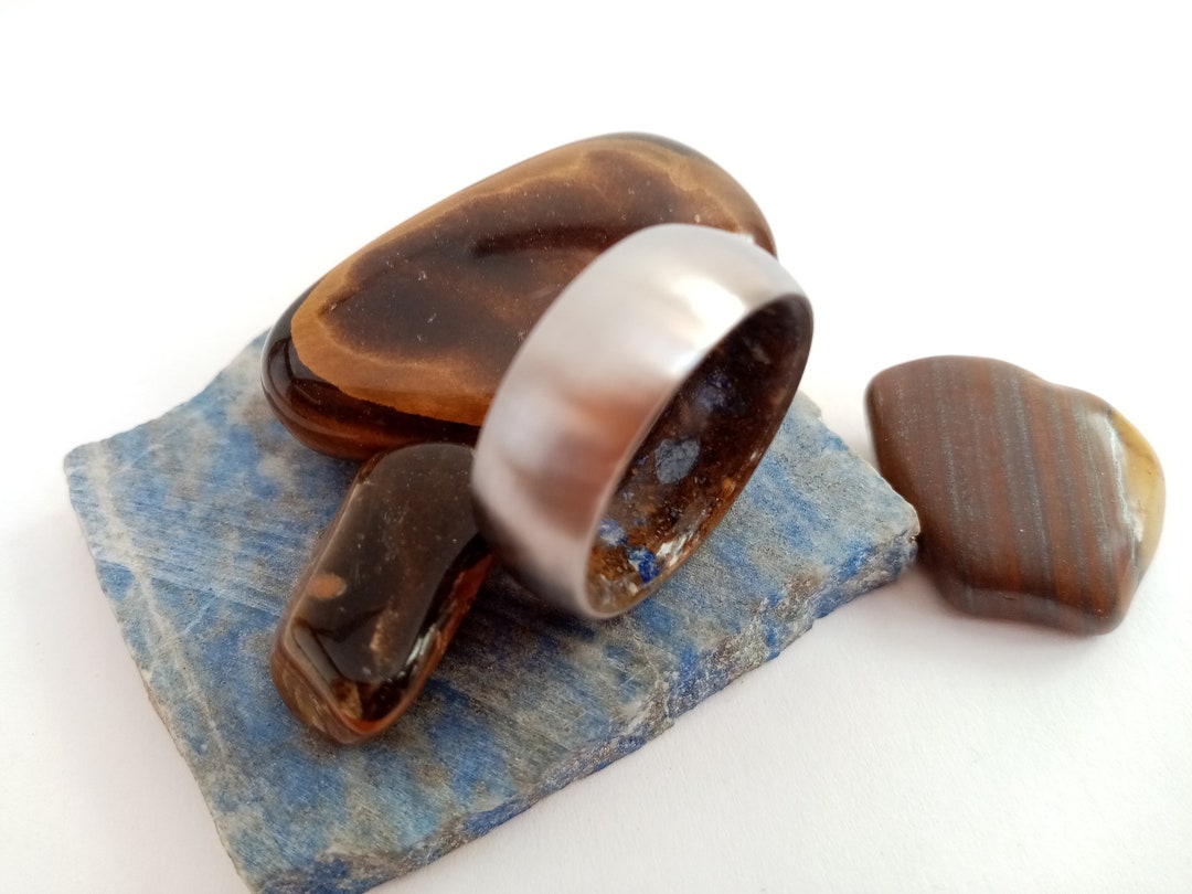 Tiger Eye Stone Rings for Mens or Womens, Raw Natural Lapis Lazuli ...