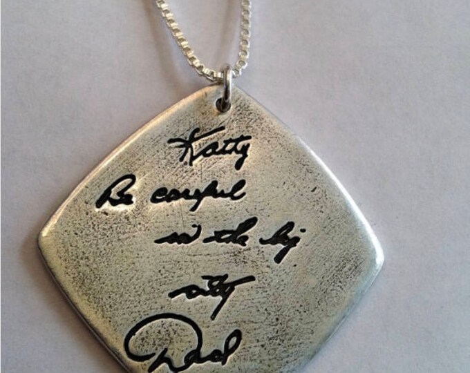 Custom Handwriting Message on a Curved Diamond Pendant or Keychain Lost ...