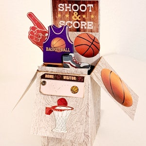 Basketball Pop up Card, Birthday Greeting Card, Graduation 3D Box Card ...