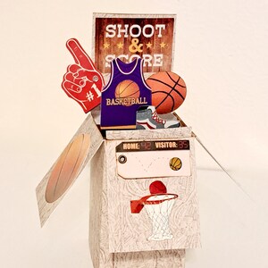 Basketball Pop up Card, Birthday Greeting Card, Graduation 3D Box Card ...
