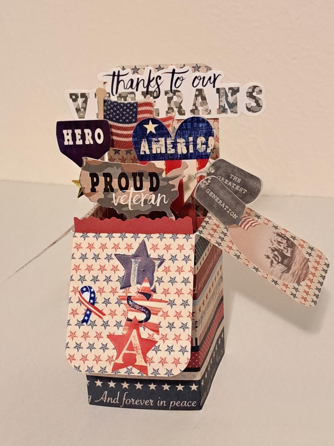 Veterans Pop up Card, Birthday Card, Retirement 3D Box Card, Thank You ...