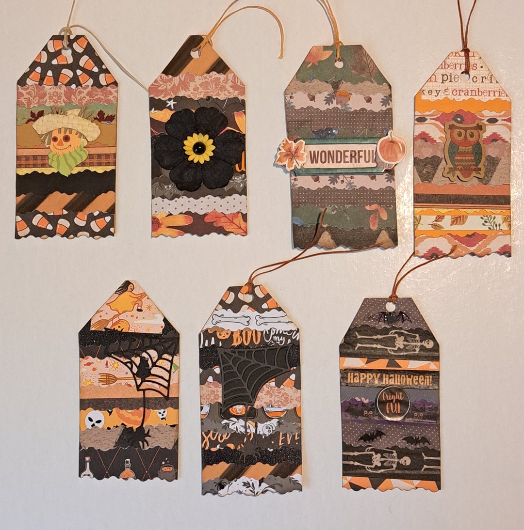 Set of 6 Journaling Tags, Multi Color Tags, Mixed Media Tags, Ephemera ...