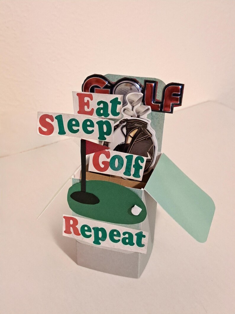 Golf Pop up Card, Birthday Greeting Card, Handmade Sports Card, Father ...