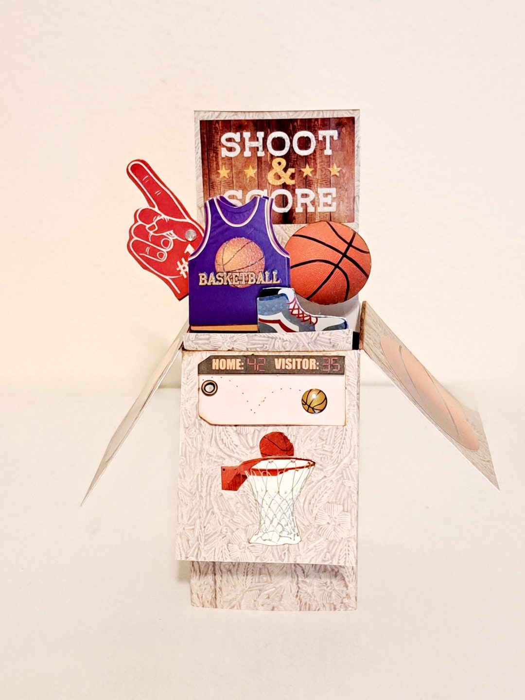 Basketball Pop up Card, Birthday Greeting Card, Graduation 3D Box Card ...
