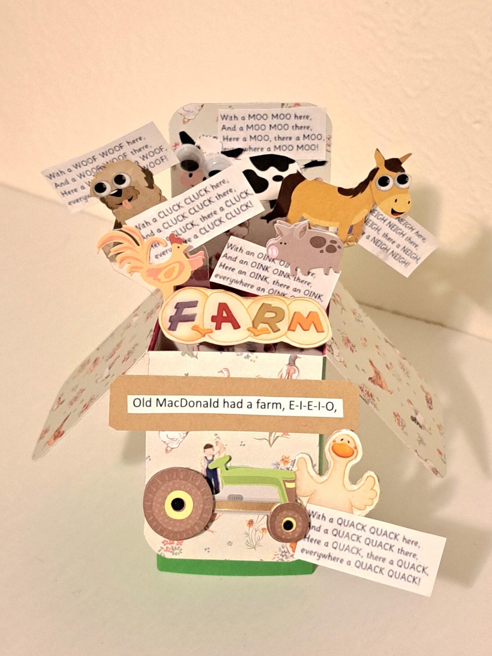 Farm Animals Greeting Card, Birthday Pop up Card, Old Mcdonald Had a ...