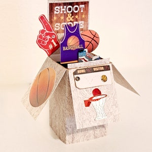 Basketball Pop up Card, Birthday Greeting Card, Graduation 3D Box Card ...