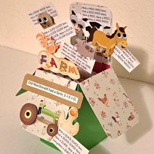 Farm Animals Greeting Card, Birthday Pop up Card, Old Mcdonald Had a ...
