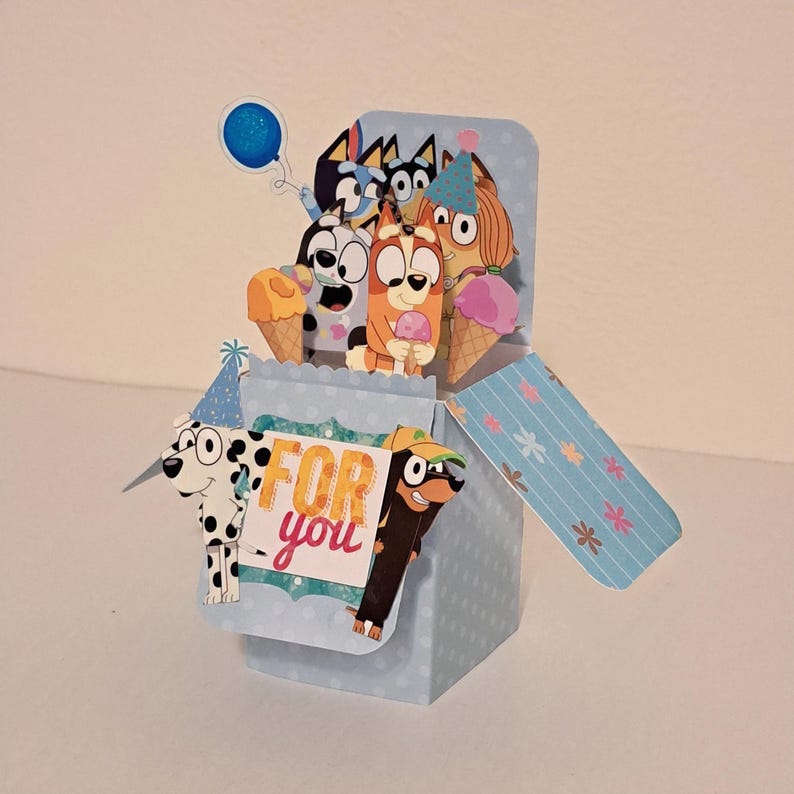 Kids Birthday Greeting Card, Bluey Pop up Card, Handmade Birthday Card ...