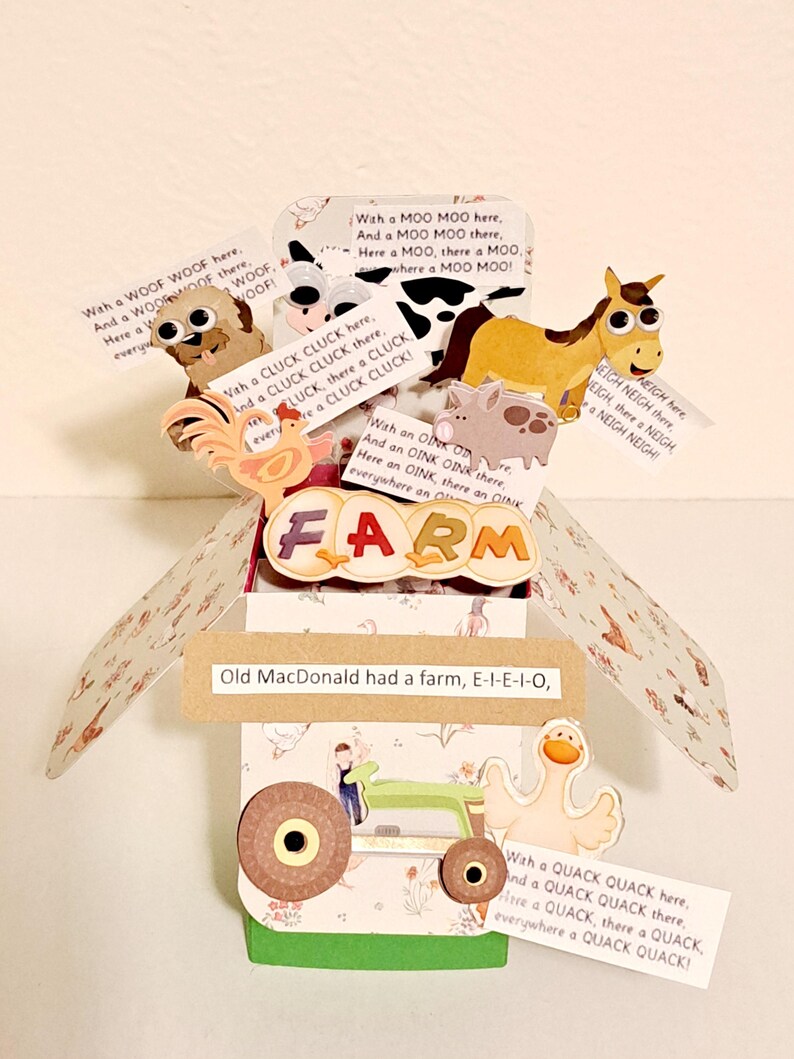 Farm Animals Greeting Card, Birthday Pop up Card, Old Mcdonald Had a ...