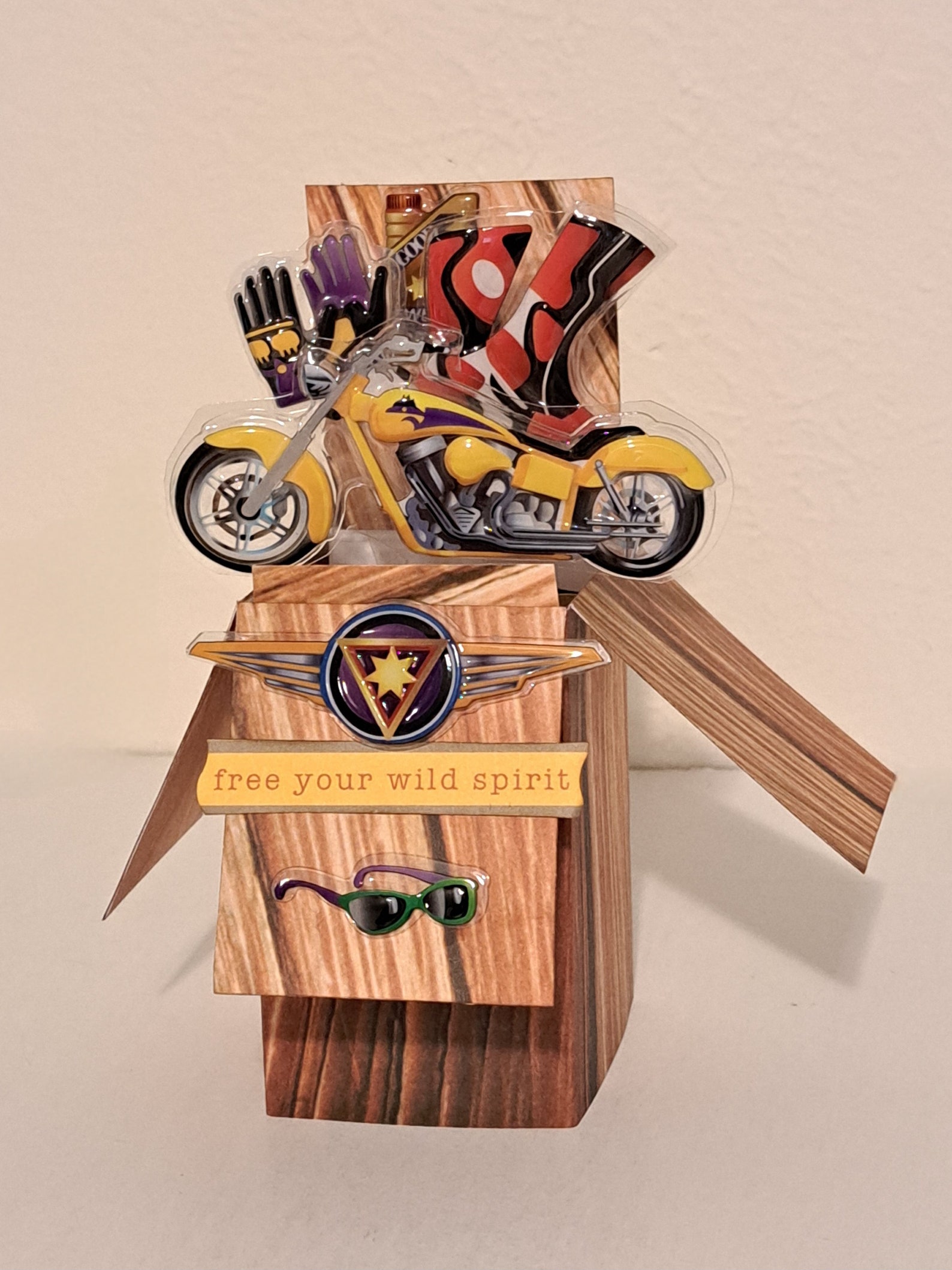 Motorcycle Pop up Card, Father's Day Card, Birthday 3D Box Card ...