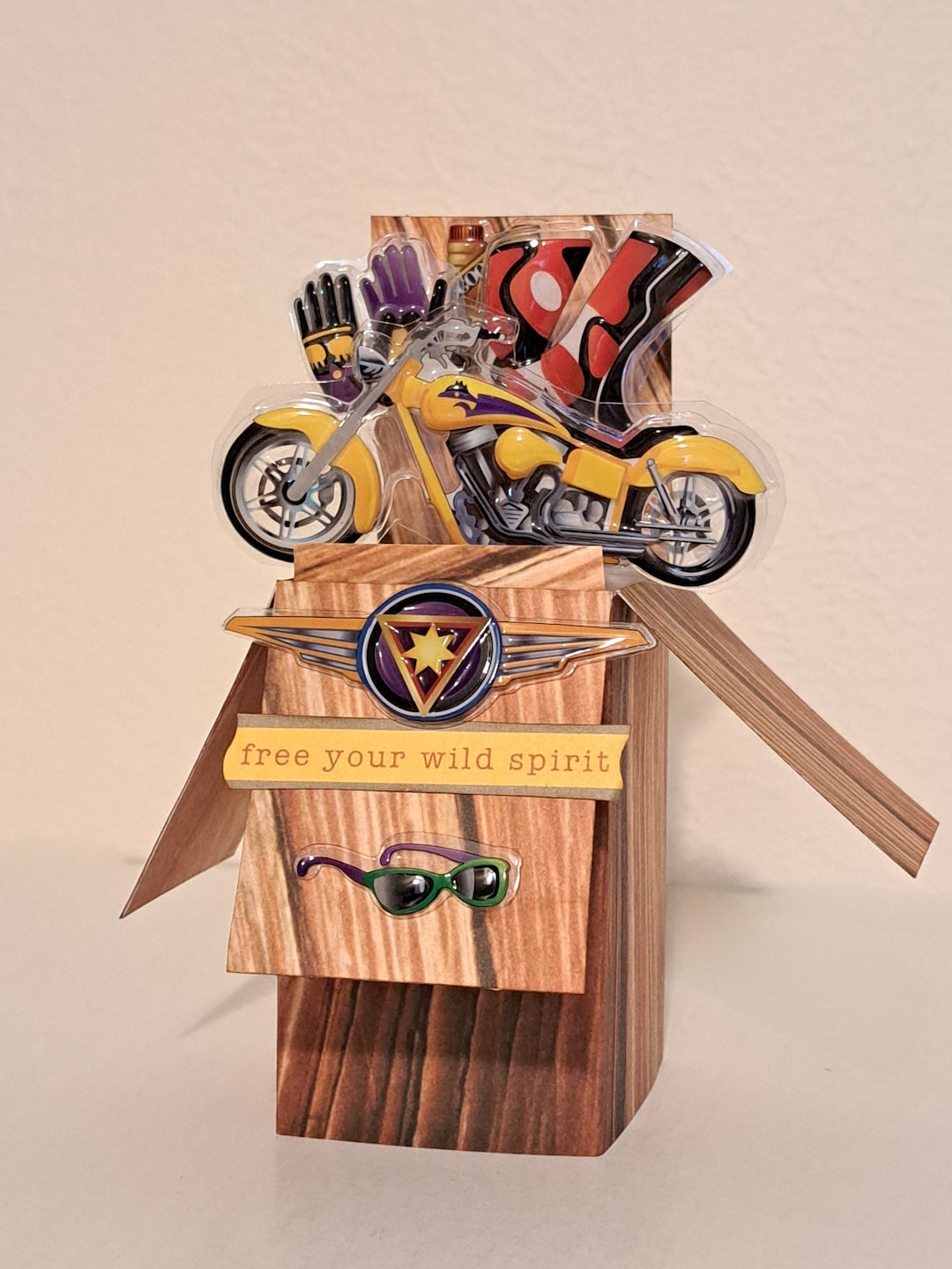 Motorcycle Pop up Card, Father's Day Card, Birthday 3D Box Card ...