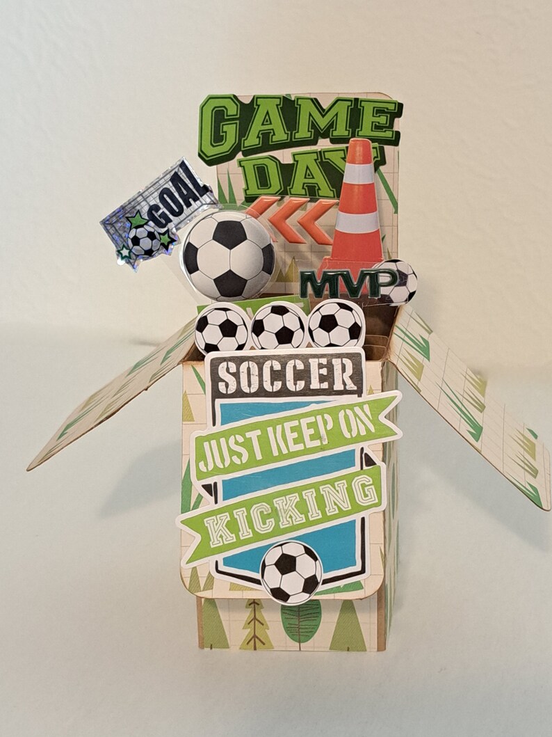 Soccer Pop up Card, Birthday Greeting Card, Handmade Sports Card ...