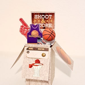 Basketball Pop up Card, Birthday Greeting Card, Graduation 3D Box Card ...