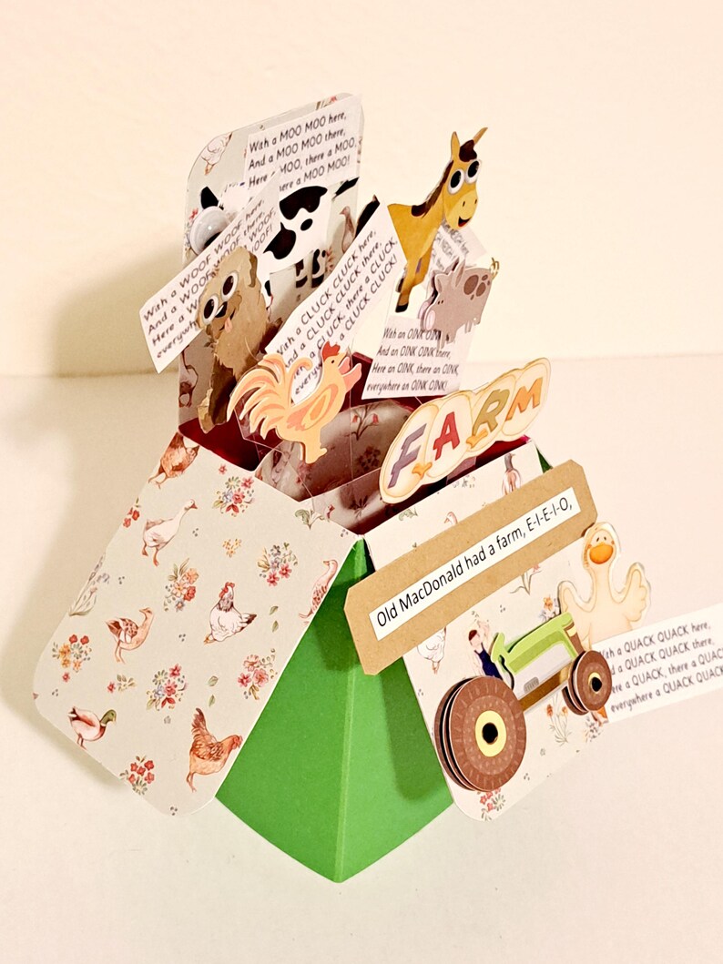 Farm Animals Greeting Card, Birthday Pop up Card, Old Mcdonald Had a ...