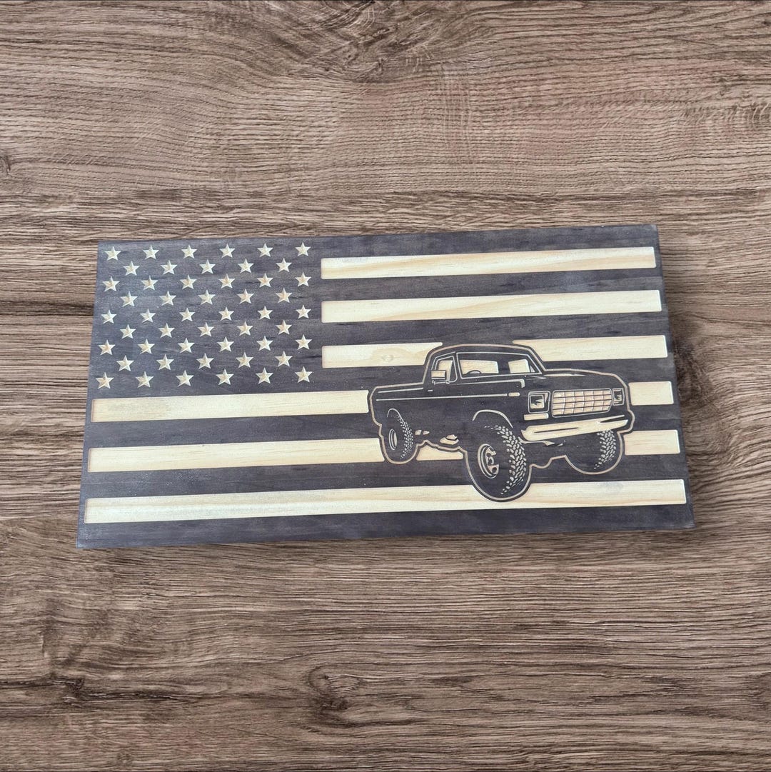 Ford Truck Wooden American Flag | Ford Flag | Ford American Flag ...