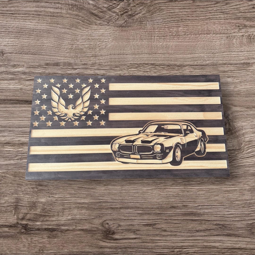 Pontiac Firebird Wooden American Flag: Handmade Pine Decor - Etsy
