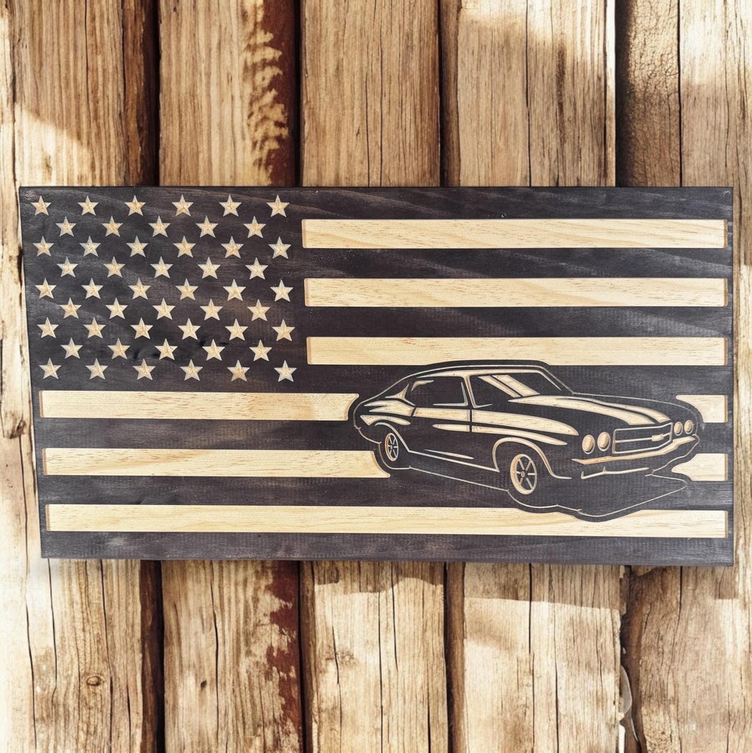 Handmade 1970 Chevelle American Flag: Pine Wood Muscle Car Art - Etsy