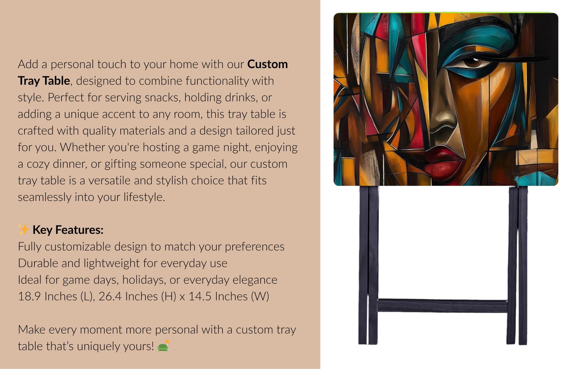 Colorful Abstract Epoxy-coated Tray Table: Modern Home Decor (18.9x26 ...