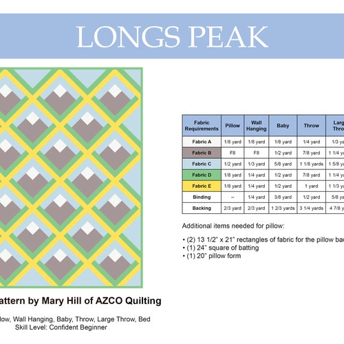 Longs Peak PDF Quilt Pattern - Etsy