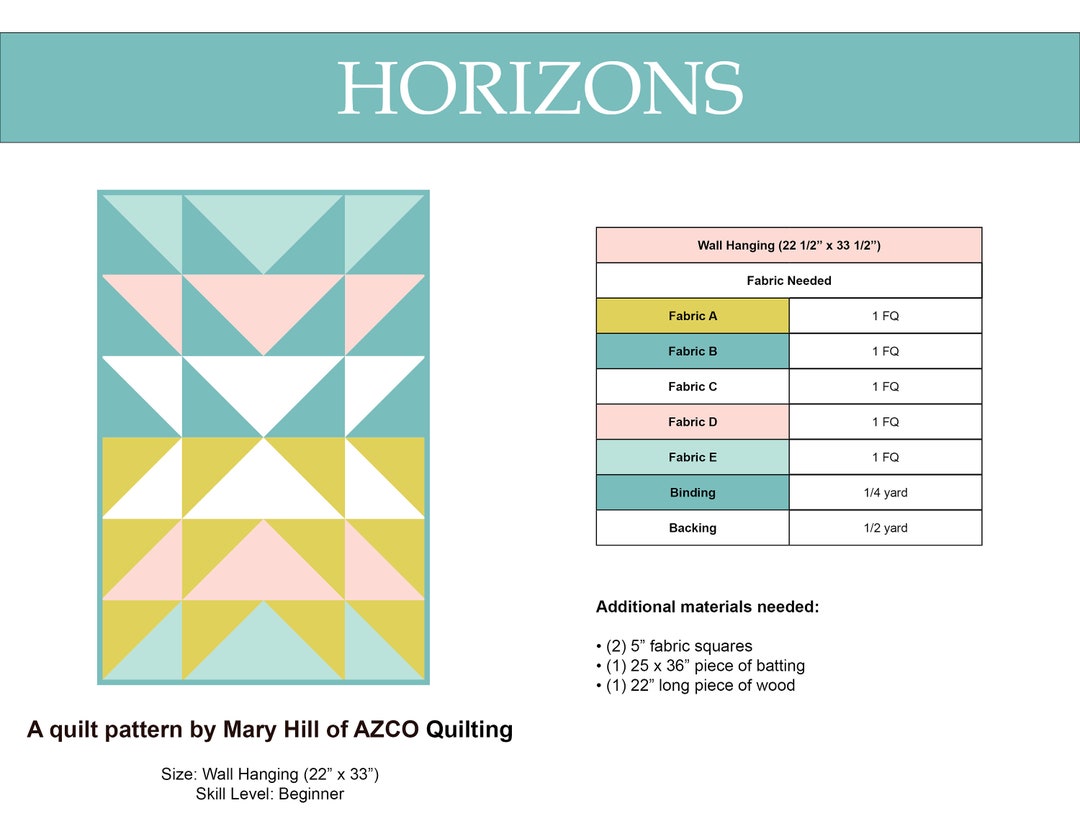 Horizons Wall Quilt PDF Pattern - Etsy