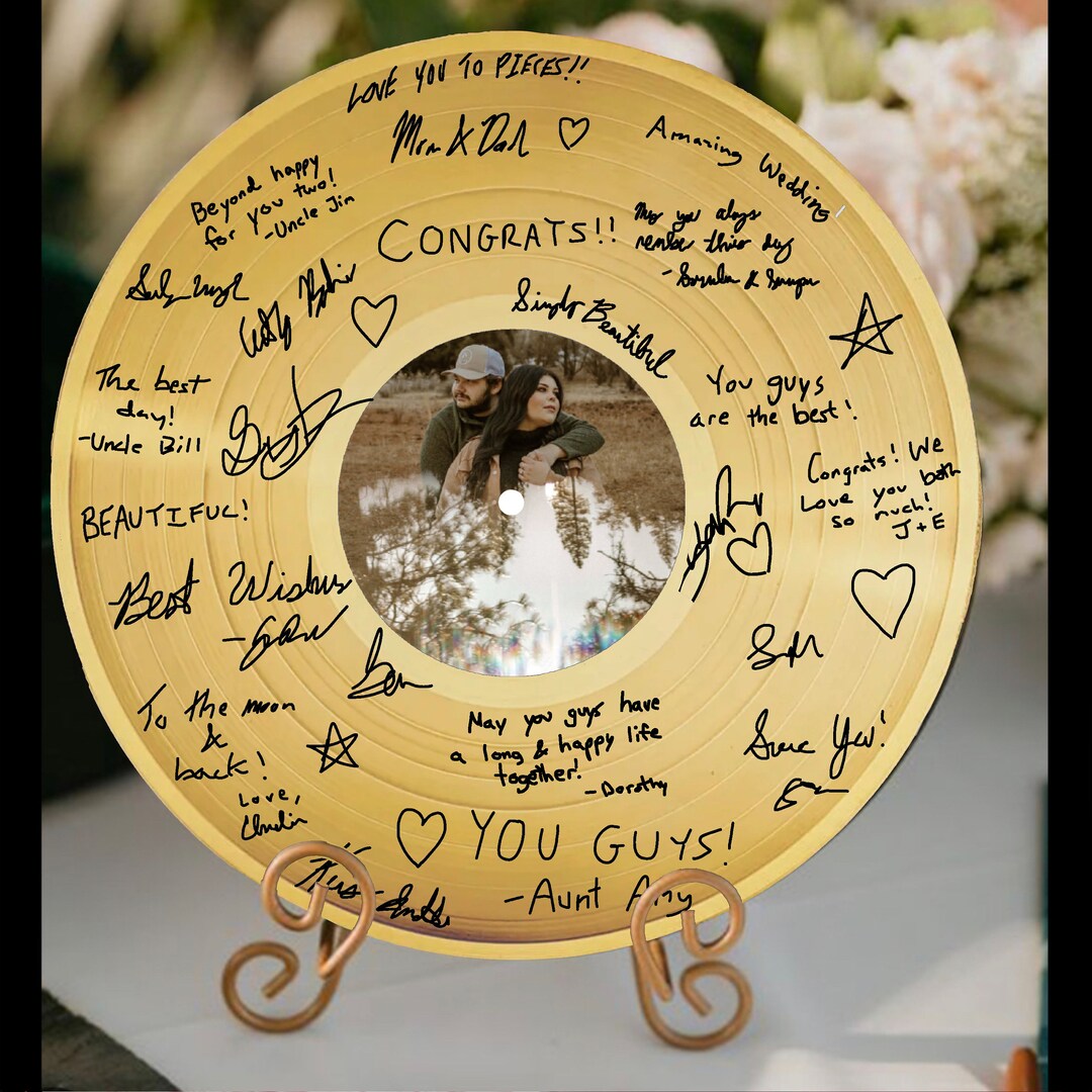 Wedding Guest Book Vinyl Record, Custom Label for Vinyl Record ...