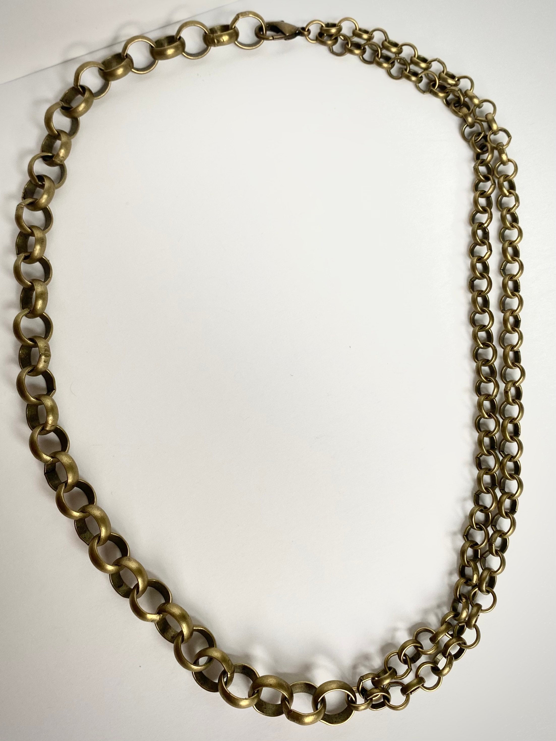Large Link Antique Brass Chain Choker Necklace - Etsy