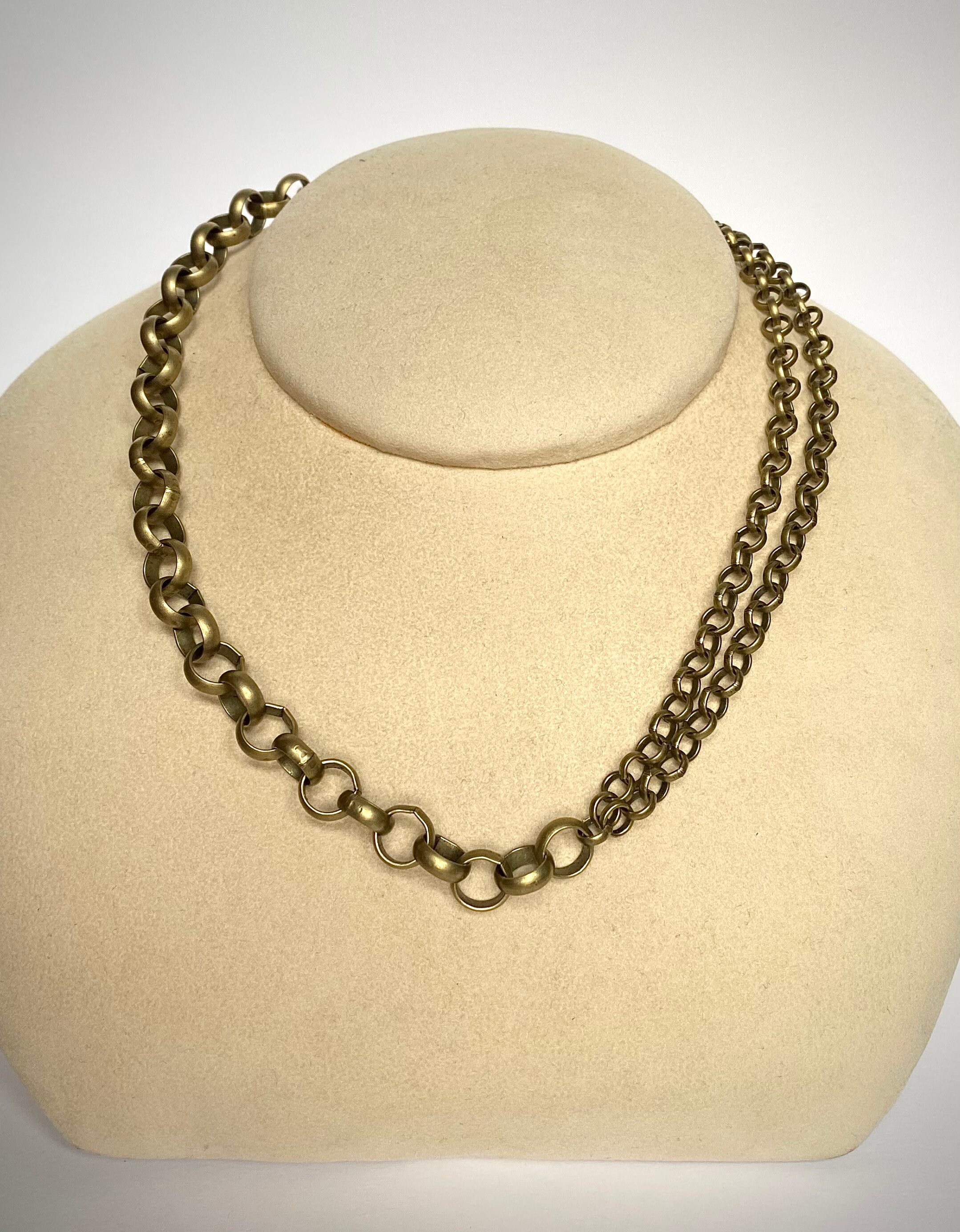Large Link Antique Brass Chain Choker Necklace - Etsy