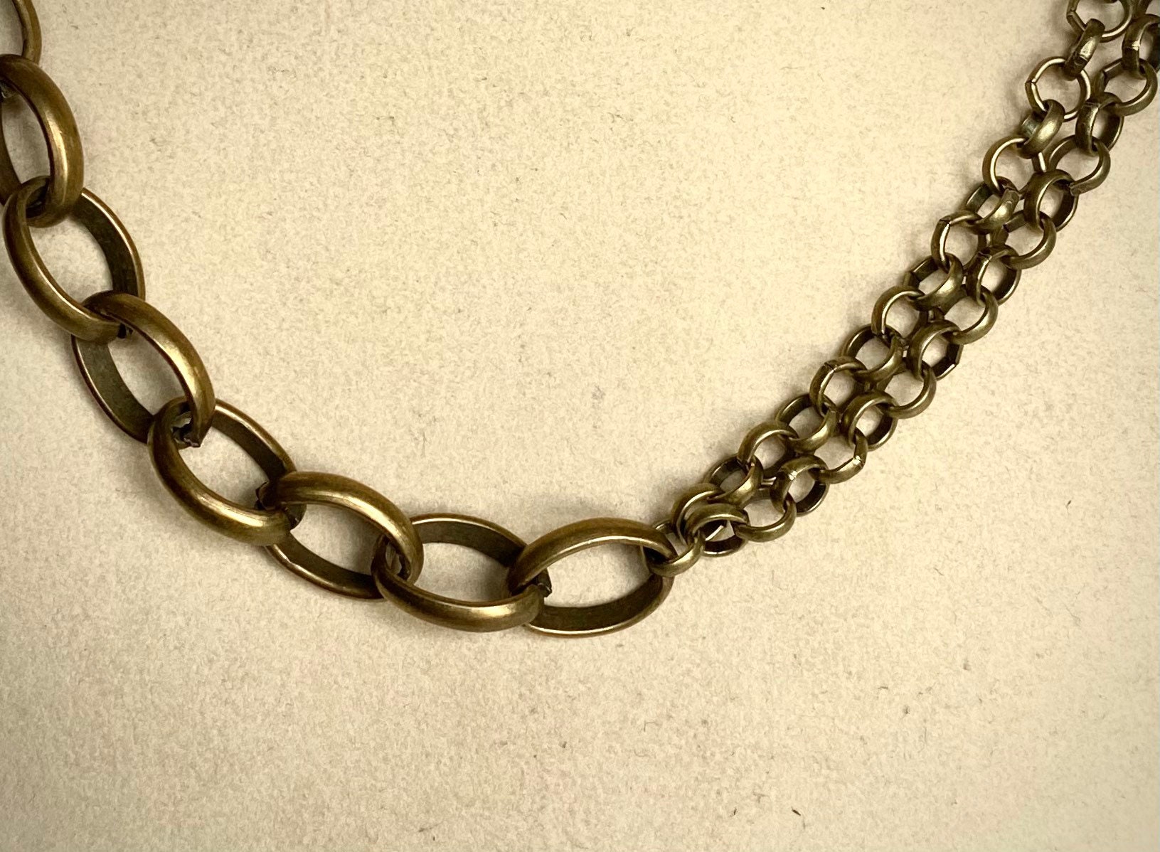 Large Link Antique Brass Chain Choker Necklace - Etsy