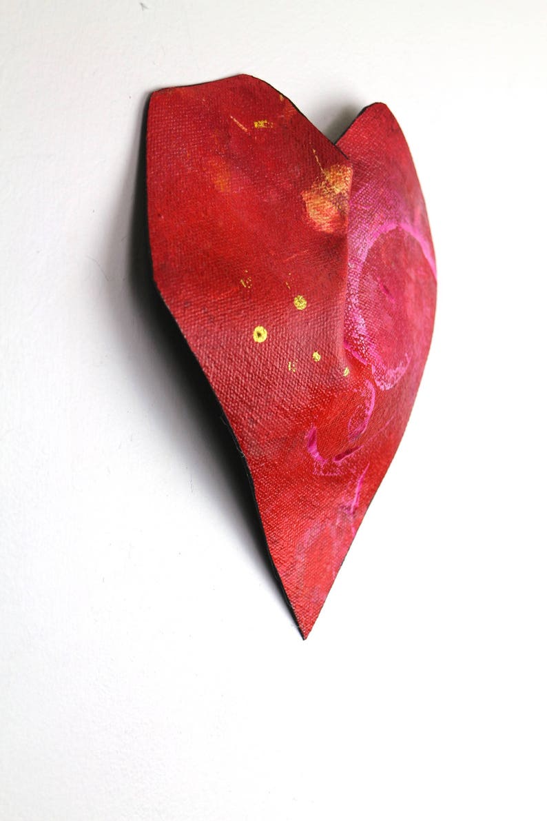 Heart Shaped Original Acrylic Painting on Canvas Handmade Red - Etsy