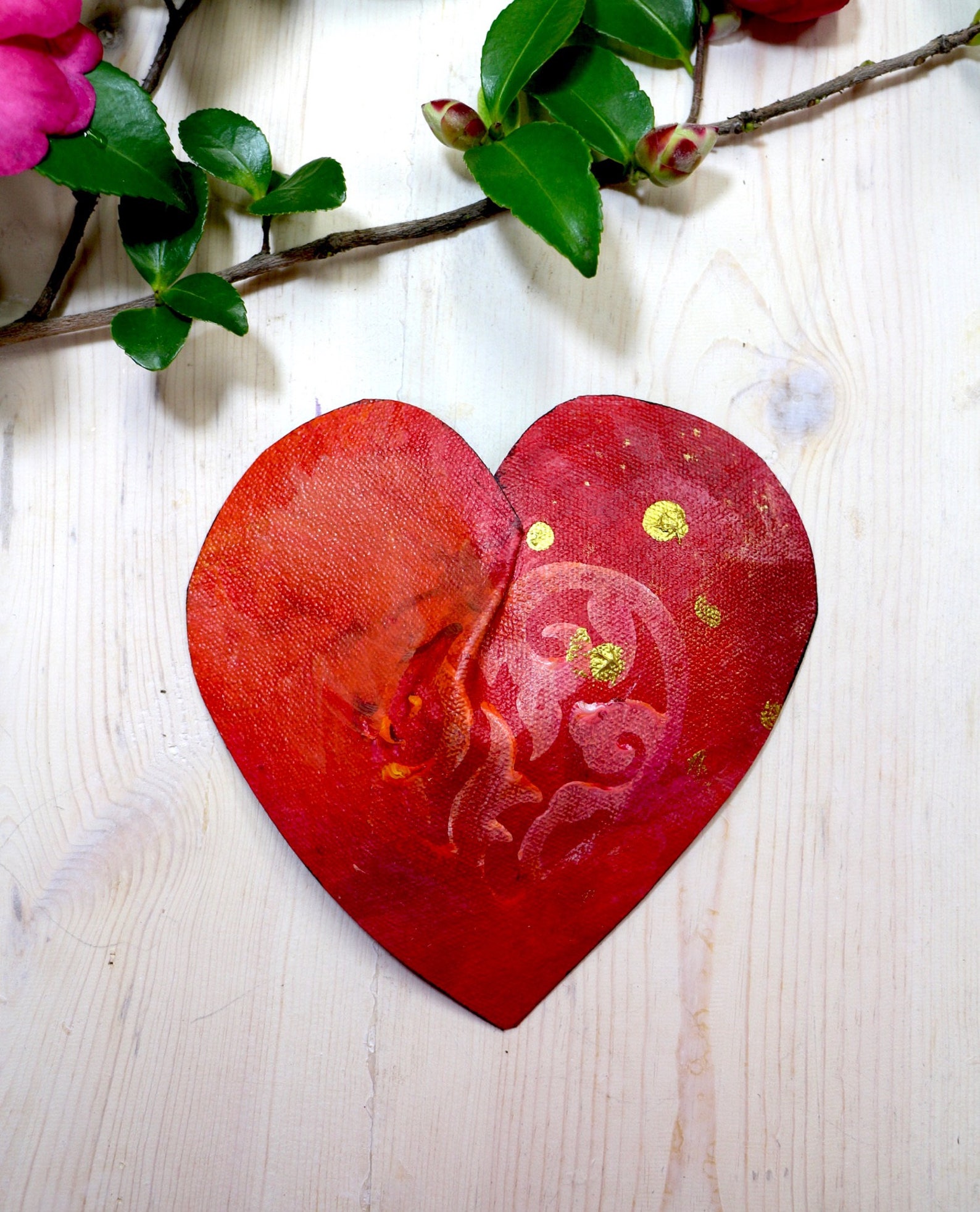 Acrylic Painting on Canvas Red Original Heart Sculpture - Etsy
