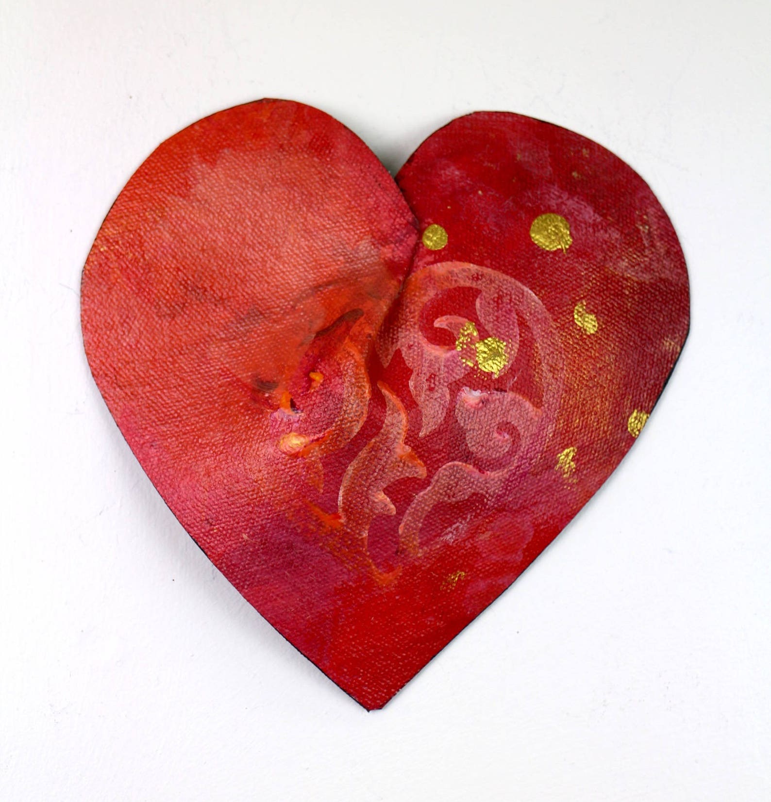 Acrylic Painting on Canvas Red Original Heart Sculpture - Etsy