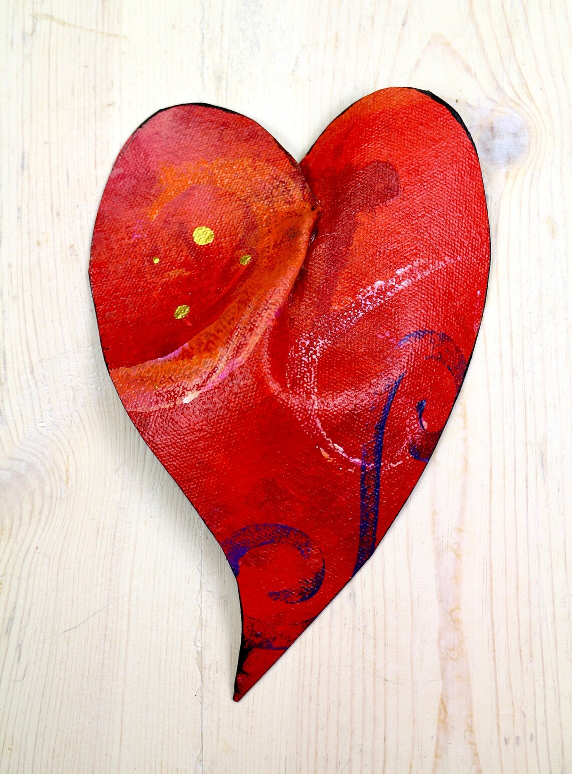 Original Red Heart Acrylic Painting on Canvas, Valentine's Day Gift - Etsy