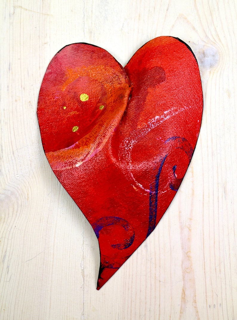Original Red Heart Acrylic Painting on Canvas, Valentine's Day Gift - Etsy